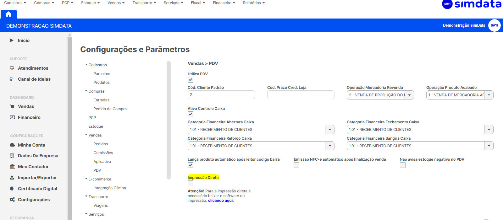 PDV - Impressão direta das vendas